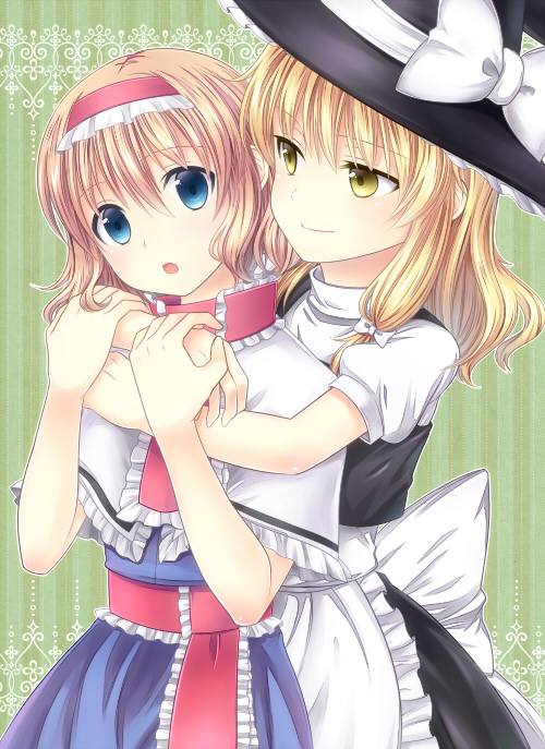 Safebooru - 2girls :o alice margatroid belt blonde hair blue eyes capelet cover cover page ...