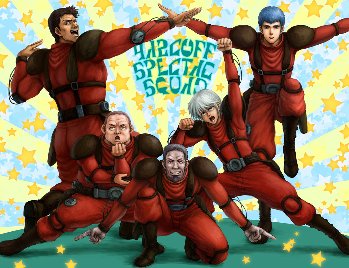 Safebooru - 5boys beard belt blue hair boots brown hair chirico cuvie ...