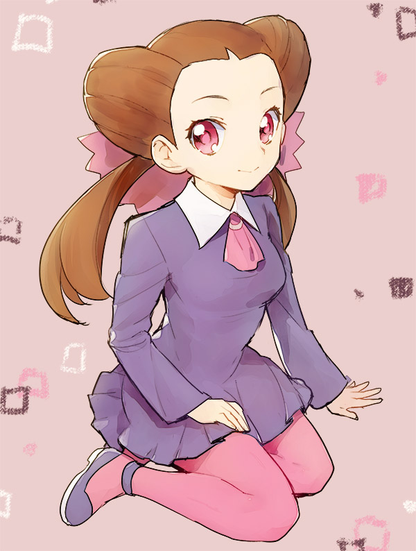 Safebooru - 1girl ascot brown hair dress gym leader hair ribbon ...