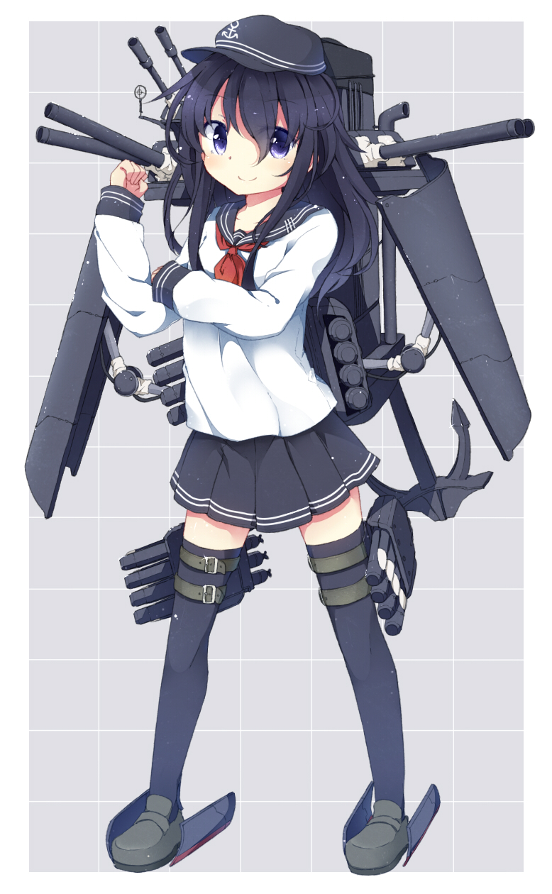 Safebooru - 1girl akatsuki (kantai collection) black hair fuuen (akagaminanoka) hat highres ...