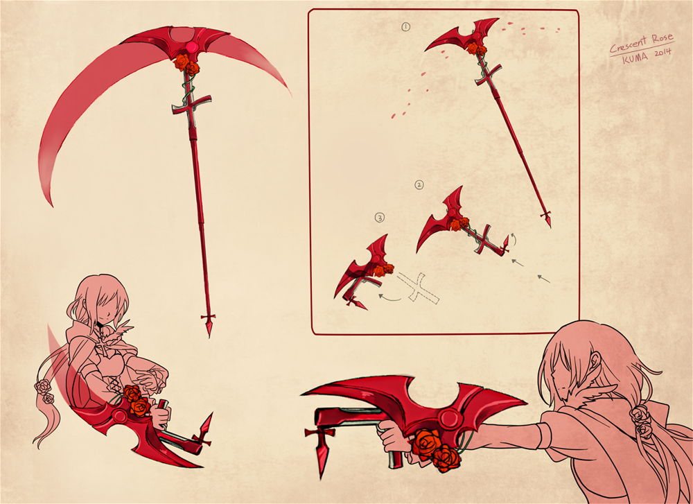 Safebooru - bloodycolor gun ruby rose rwby scythe weapon | 1243176