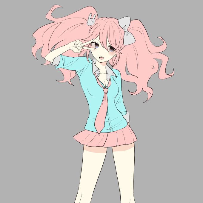 Safebooru - 1girl alternate color blue eyes bow breasts bunny hair ...