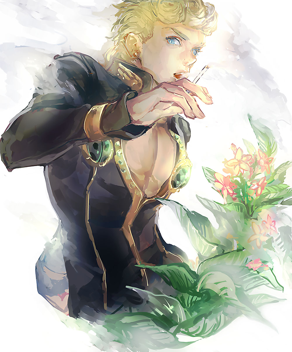 Safebooru - 1boy aomado blonde hair blue eyes braid flower giorno giovanna highres jojo no ...