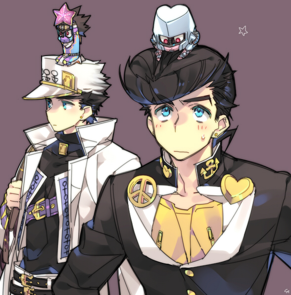 Safebooru - black hair blue eyes chibi chibi on head crazy diamond hat ...