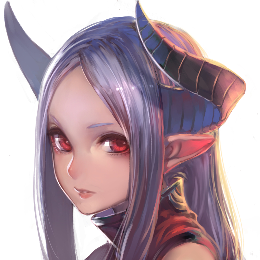 Safebooru - 1girl demon girl high collar horns kogami akito lips long ...