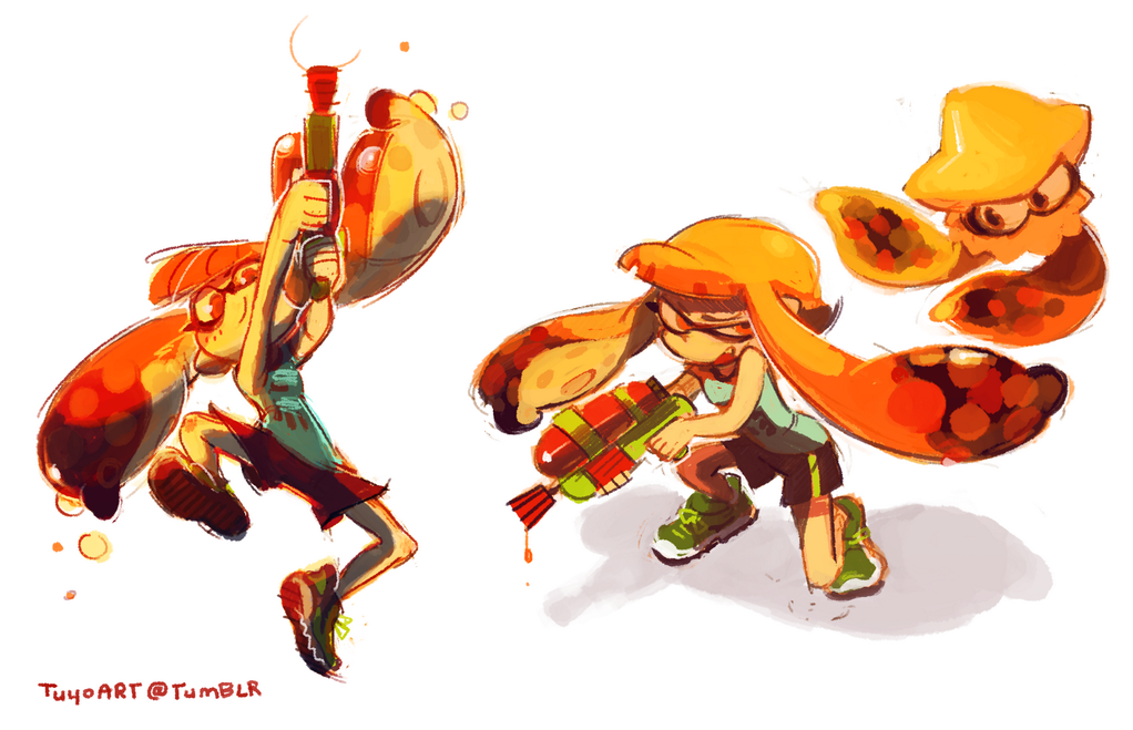 Safebooru - 1girl bike shorts collage long hair mask splatoon squid ...