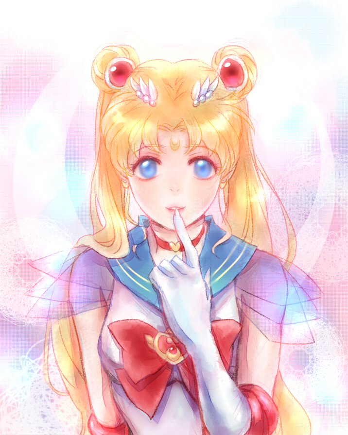 Safebooru - 1girl bangs bishoujo senshi sailor moon blonde hair blue eyes choker crescent moon ...