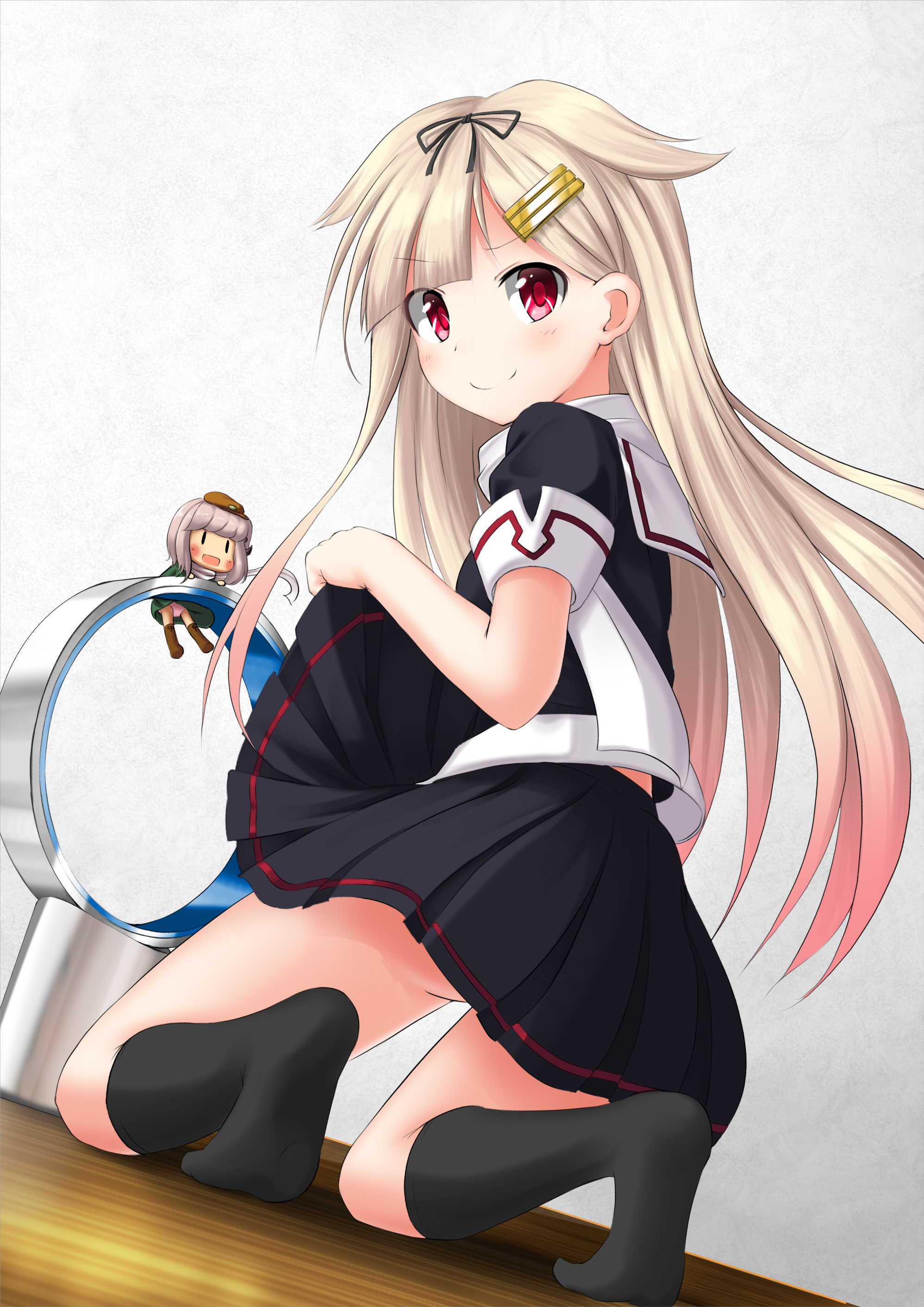 Safebooru - 2girls absurdres black legwear bladeless fan blonde hair blush brown hair dyson ...