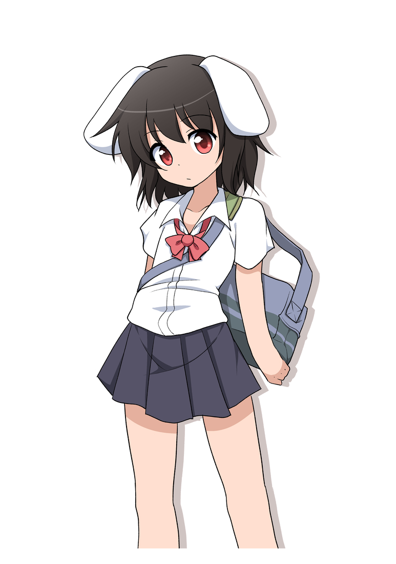 Safebooru - 1girl alternate costume animal ears bag black hair brown ...