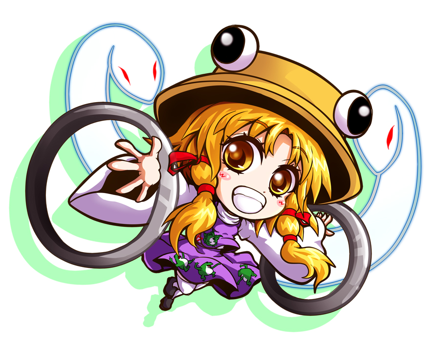Safebooru - 1girl blonde hair chibi frog grin hair ribbon hat kiki ...