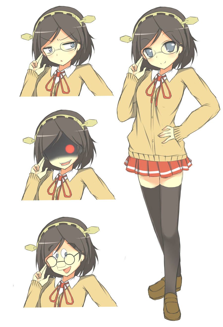 Safebooru - 1girl alternate costume black hair cardigan expressions ...