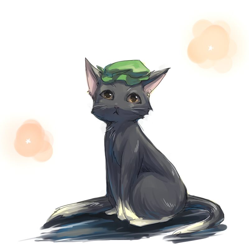 Safebooru - chen chen (cat) earrings hat jewelry multiple tails onimaru ...