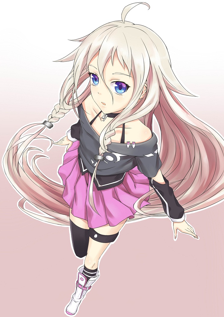 Safebooru - 1girl ahoge asymmetrical legwear blue eyes braid from above hair ornament ia ...