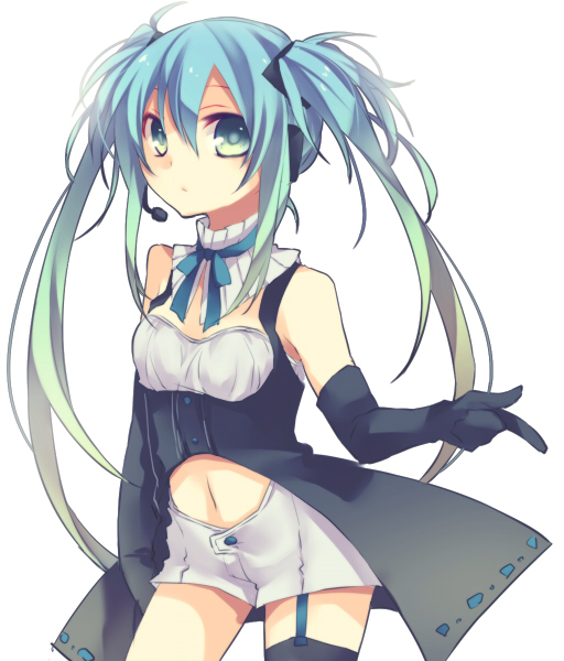 Safebooru - 1girl aqua eyes aqua hair elbow gloves gloves hatsune miku kuroi (liar-player) long ...