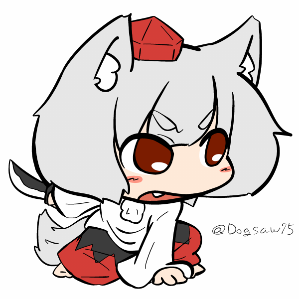 Safebooru - 1girl animal ears chibi fang inubashiri momiji inunoko ...