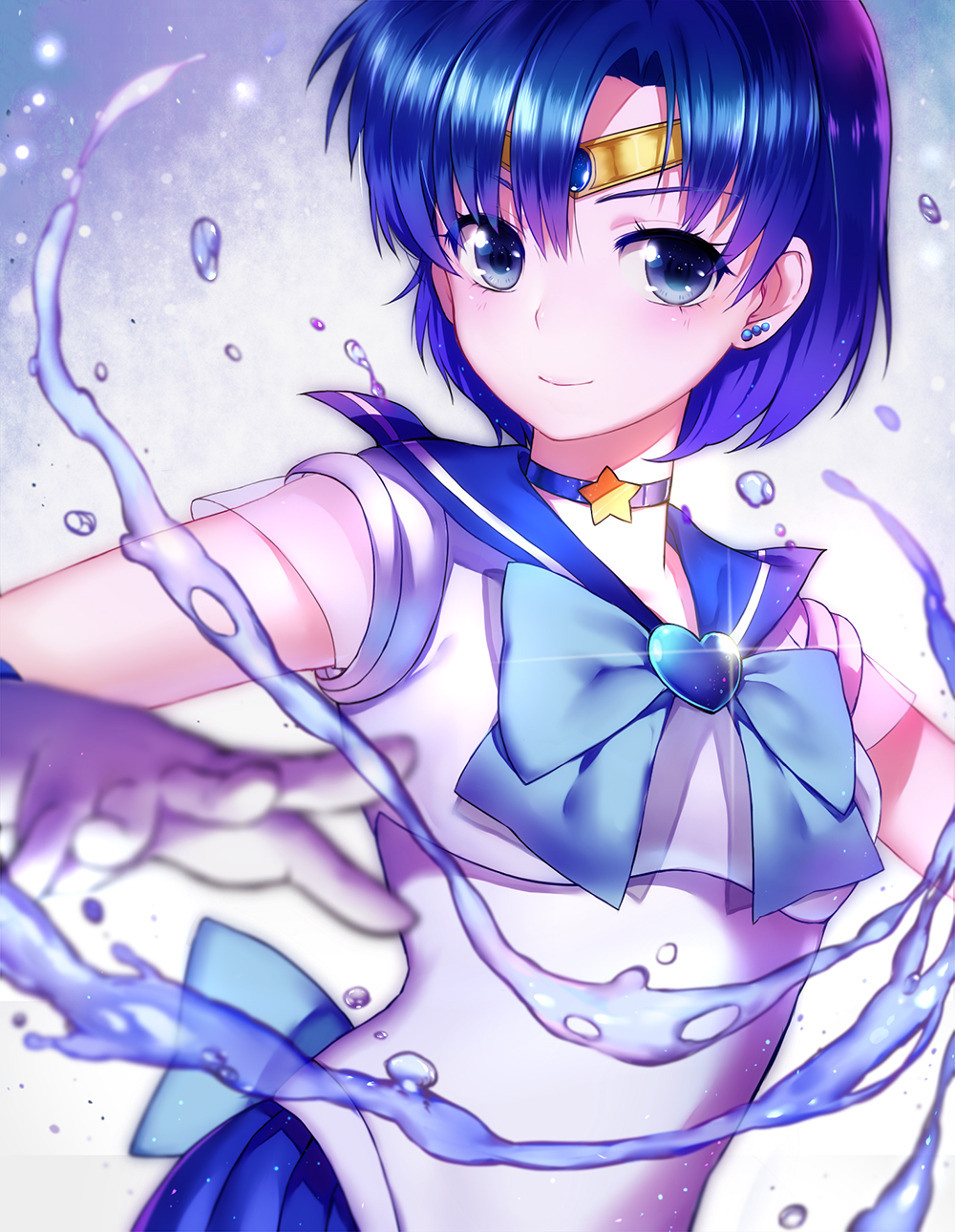 Safebooru - 1girl bishoujo senshi sailor moon blue eyes blue hair bow choker heart highres ...
