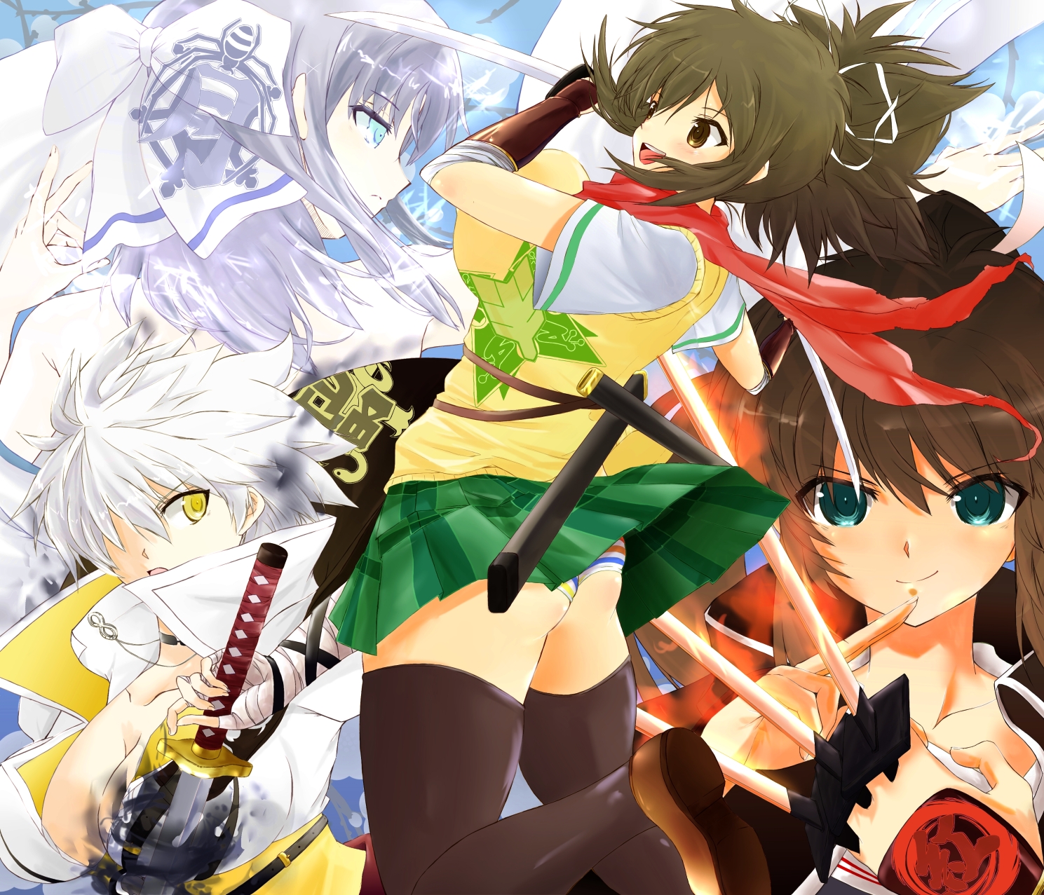 Safebooru 4girls Ass Asuka Senran Kagura Black Thighhighs Bracer 6385