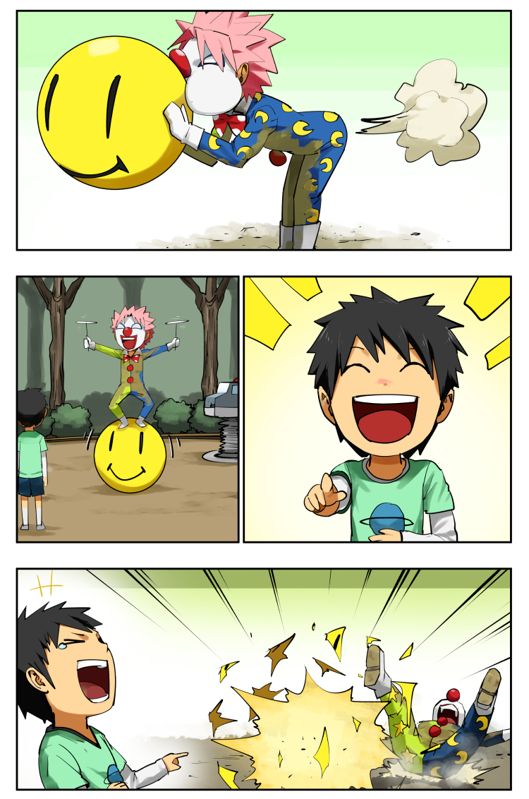 Safebooru - balloon clown clown nose comic dirty clothes fart laughing ...