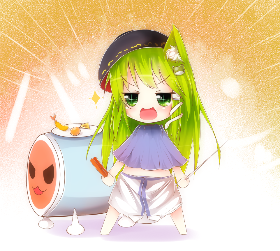 Safebooru - 1girl animal ears bikuseno bowl chibi disembodied head ...