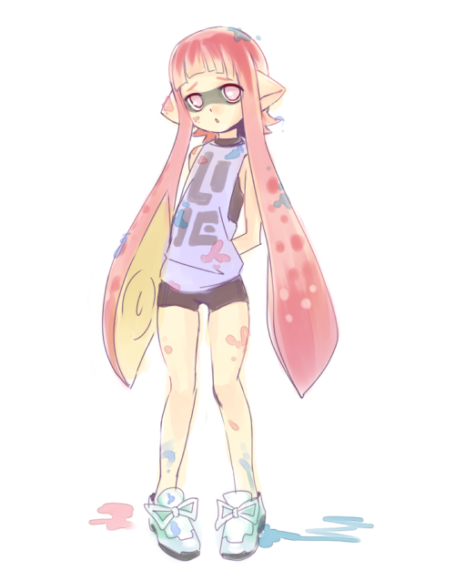 Safebooru - inkling long hair orange hair pointy ears red eyes redhead ...