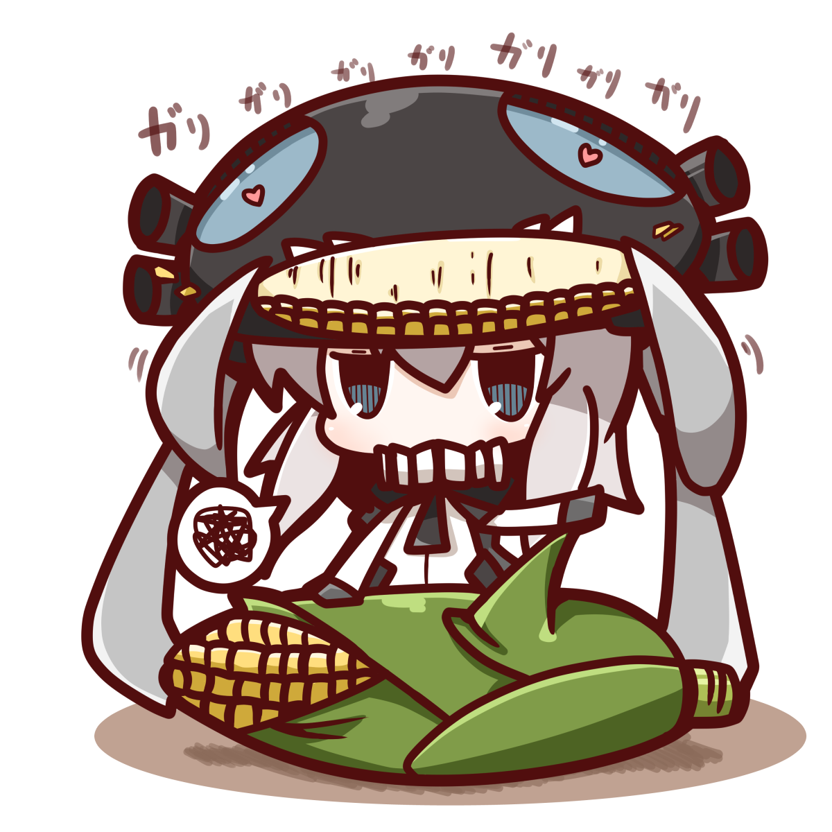 Safebooru - 1girl blue eyes chibi corn headgear highres kantai ...