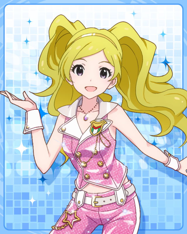 Safebooru - 1girl artist request blonde hair blue background emily ...