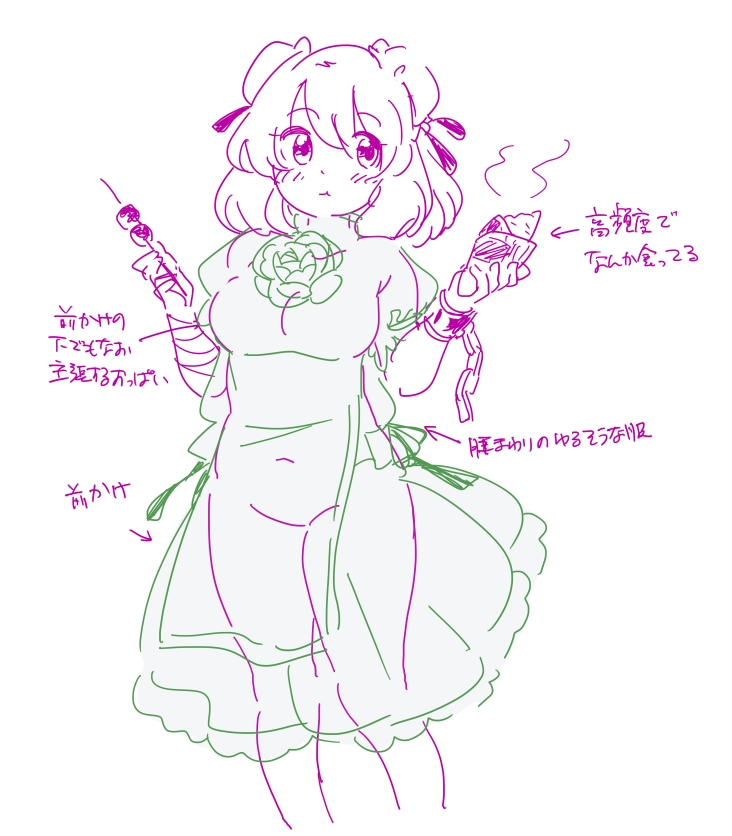 Safebooru - 1girl bangs breasts dango dress eating food hair bun ...