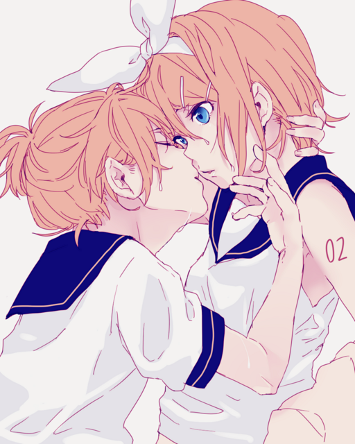 Safebooru - 1boy 1girl bare shoulders blonde hair blue eyes brother and sister closed eyes hair ...