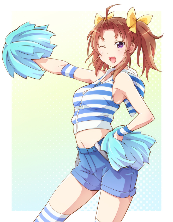 Safebooru 1girl D Ahoge Armband Armpits Belly Peek Brown Hair 3327