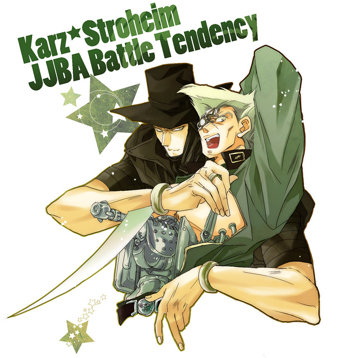 Safebooru - 2boys arm blade blonde hair cyborg gun hat jojo no kimyou ...