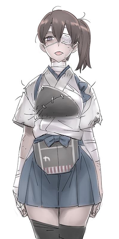 Safebooru - 1girl arms at sides bandage over one eye bandaged arm injury japanese clothes kaga ...