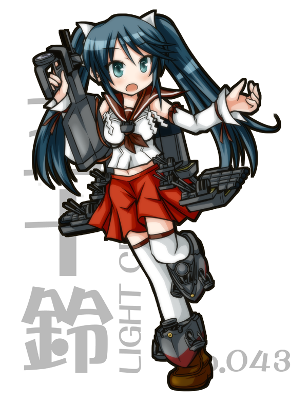 Safebooru - 1girl blue eyes blue hair character name detached sleeves full body isuzu (kantai ...