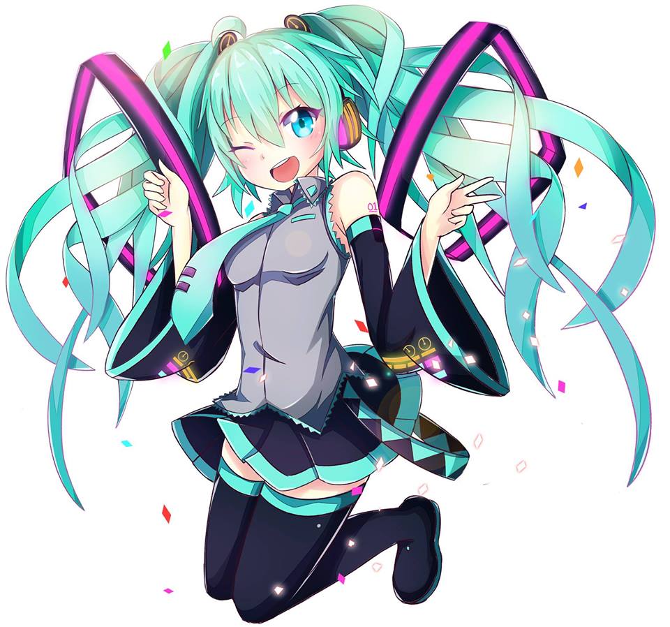 Safebooru - 1girl aqua eyes aqua hair boots detached sleeves hatsune miku headphones long hair ...