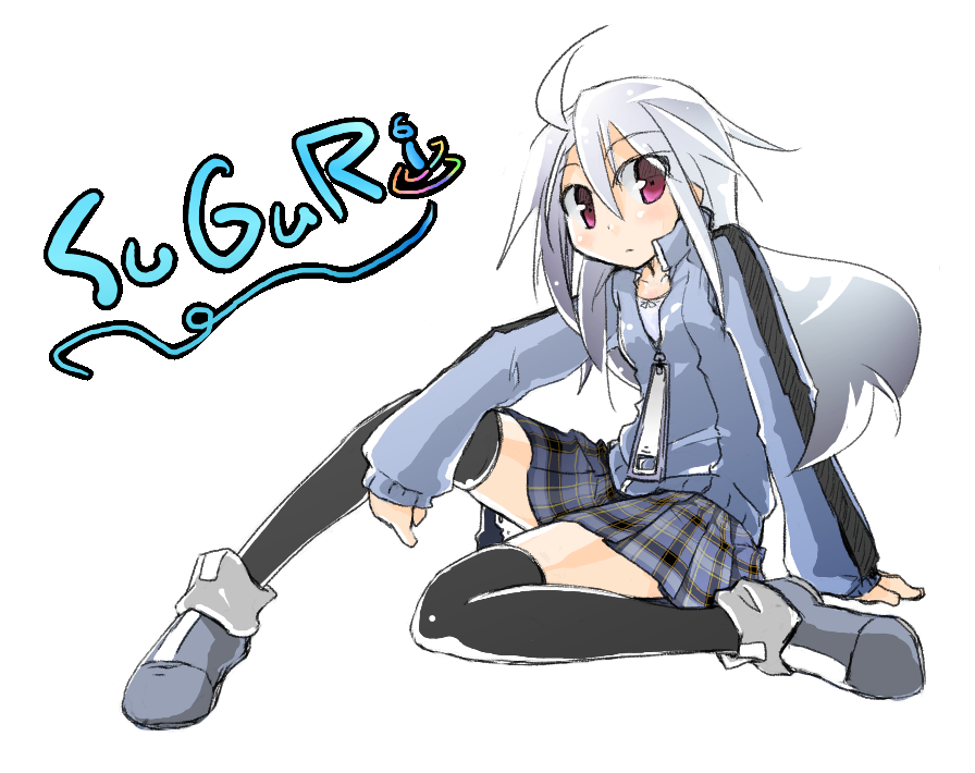 Safebooru - fuka (pixiv94051) jacket long hair plaid red eyes silver ...
