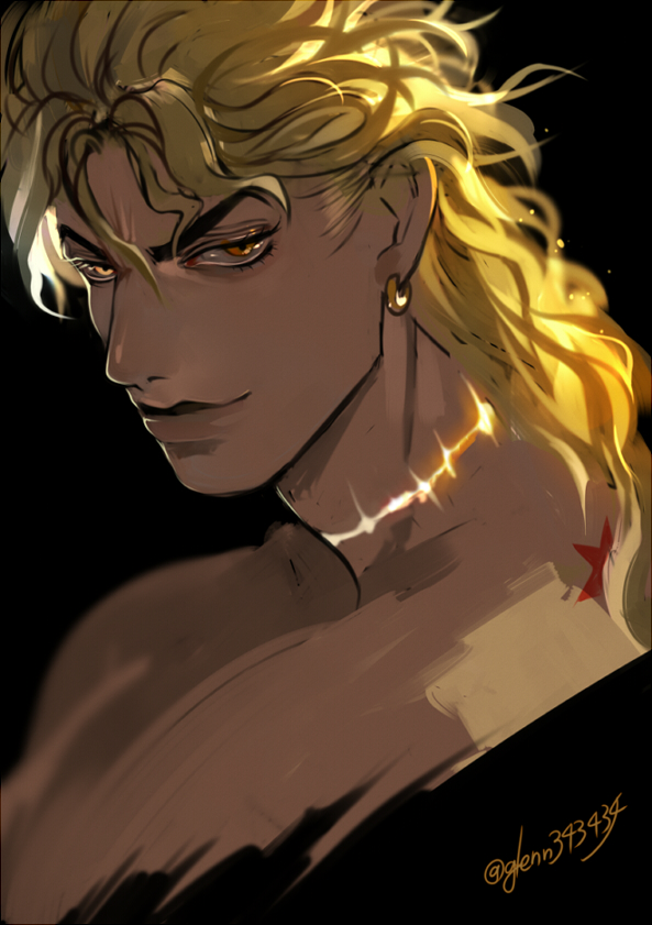 Safebooru - 1boy blonde hair dio brando earrings glenn343434 jewelry joestar birthmark jojo no ...