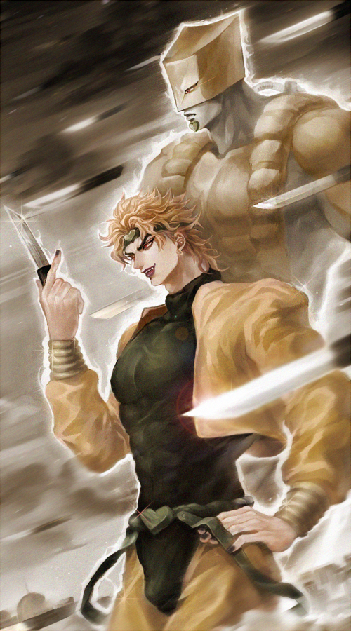 Safebooru - 2boys blonde hair dio brando gunbam headband jacket jojo no ...