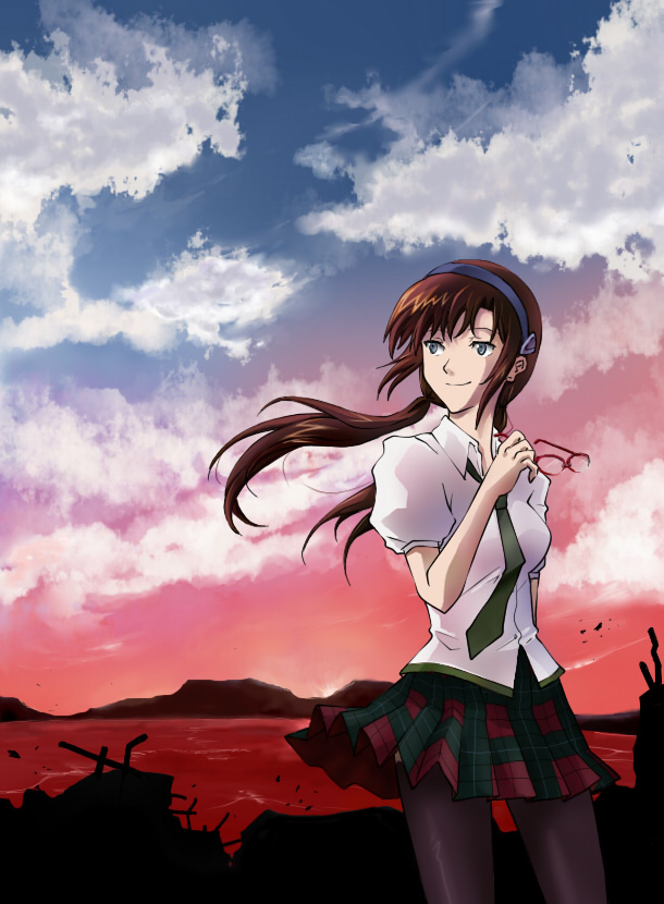 Safebooru - brown hair glasses hairband makinami mari illustrious neiko ...