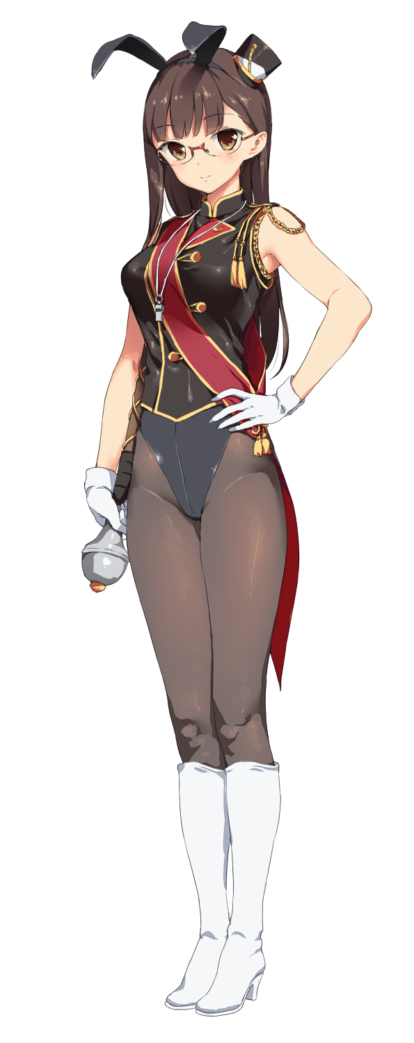 Safebooru - 1girl aida takanobu animal ears baton black legwear boots brown eyes brown hair ...