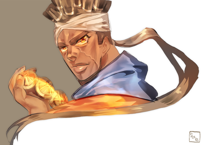 Safebooru - 1boy brown eyes brown hair dark skin headband jewelry jojo ...