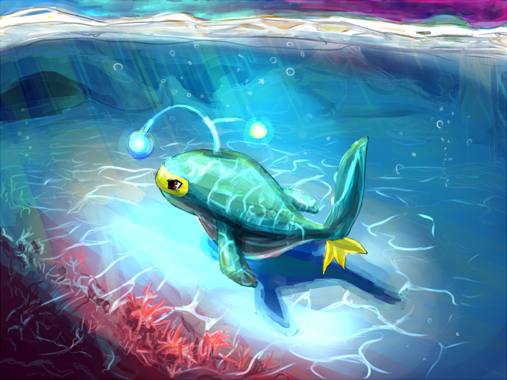 Safebooru - caustics coral fins fish fuujin (sajinnarashi) glowing ...