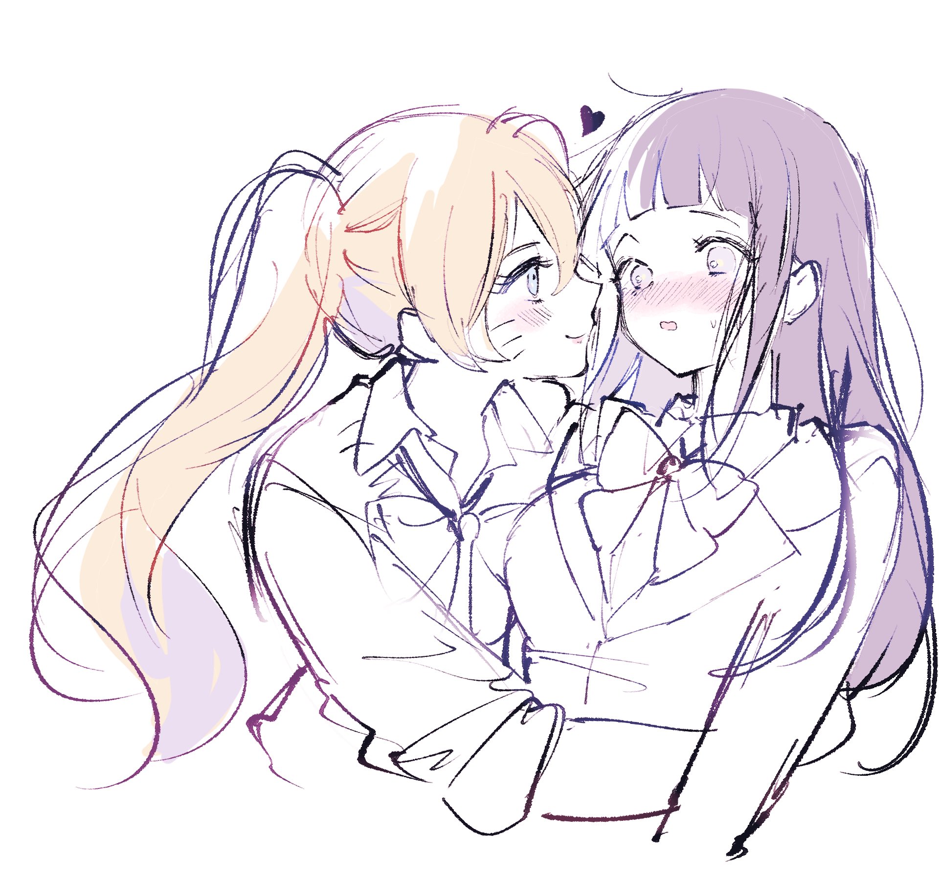 Safebooru - 2girls blonde hair blue eyes blunt bangs blush bow bowtie closed mouth collared ...