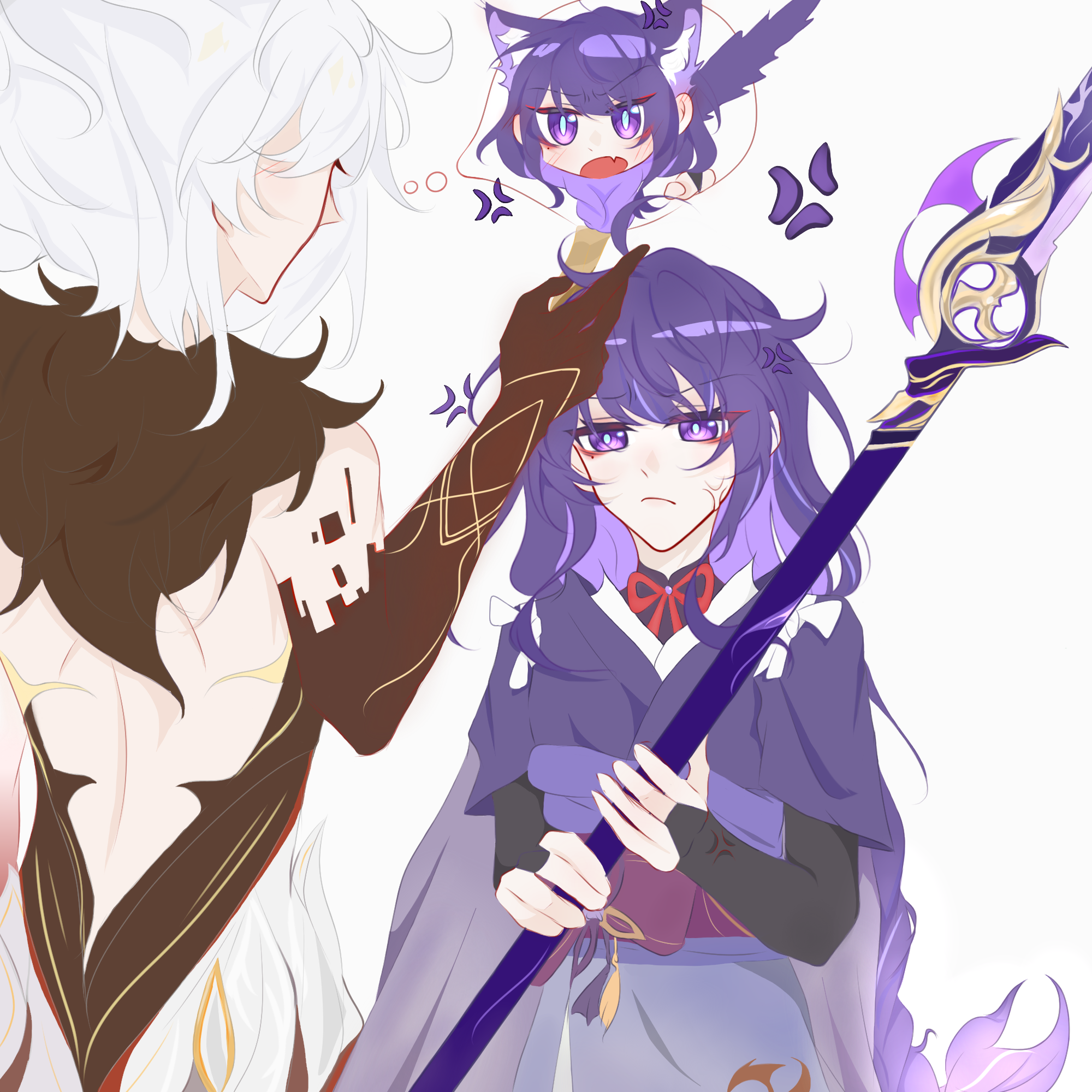 Safebooru - 2girls abai090925 anger vein angry animal ears annoyed back bare arms bare shoulders ...