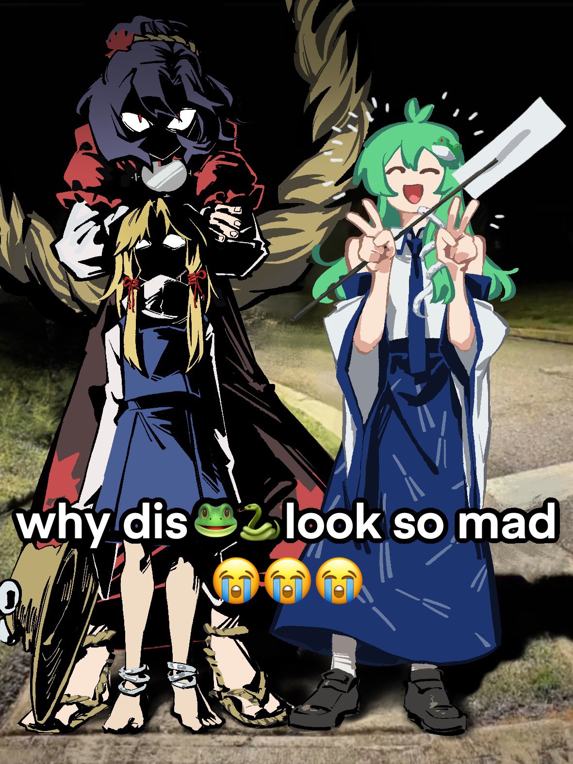 Safebooru - 3girls blonde hair detached sleeves emoji english text full ...