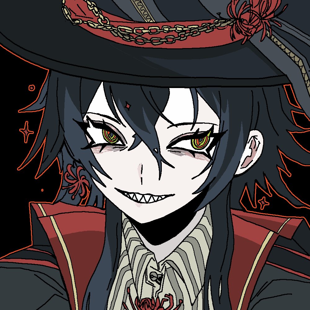 Safebooru - 1other bakui black background black coat black hair black ...