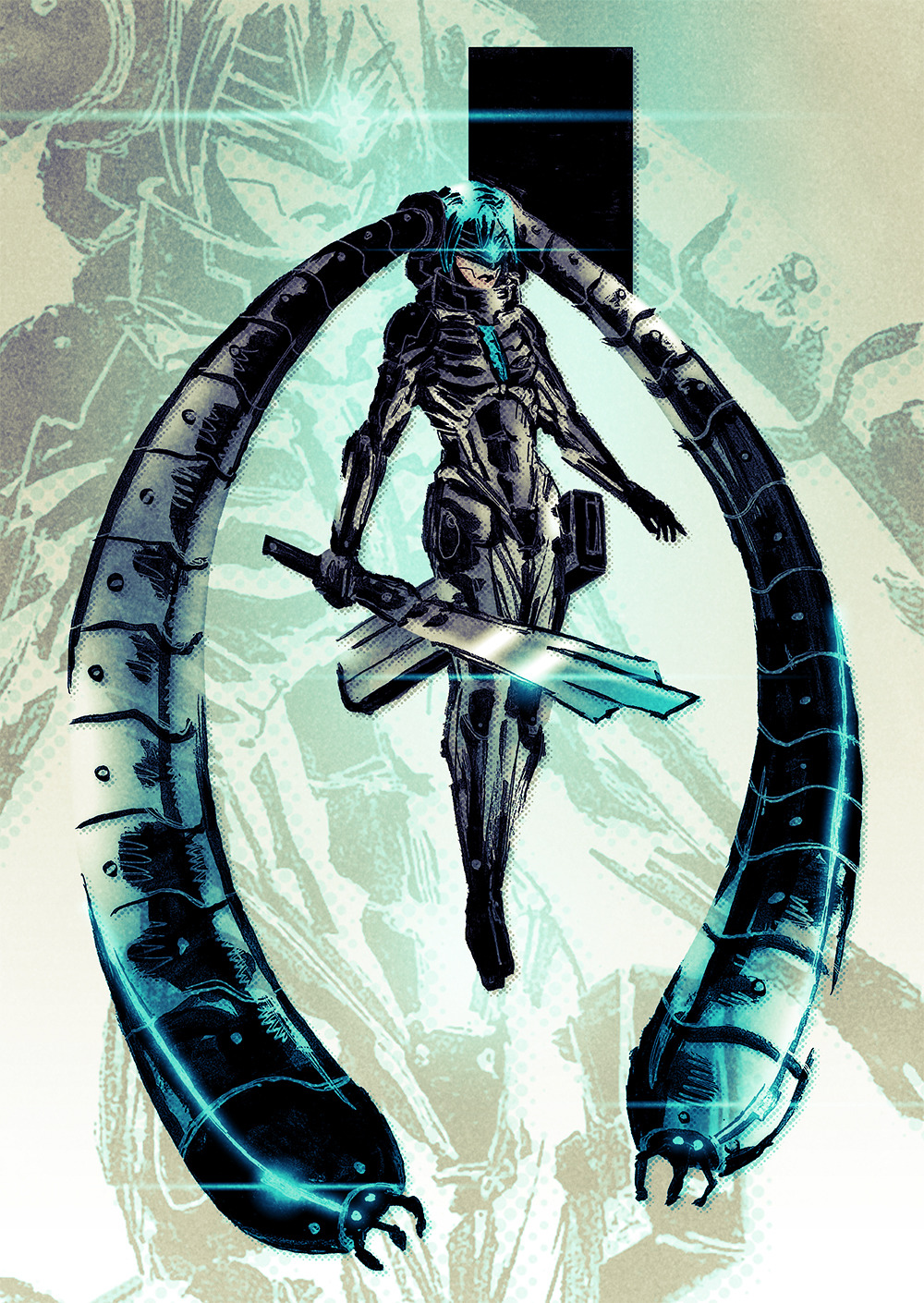 Safebooru - 1girl absurdly long hair alternate costume assault visor black bodysuit blue hair ...