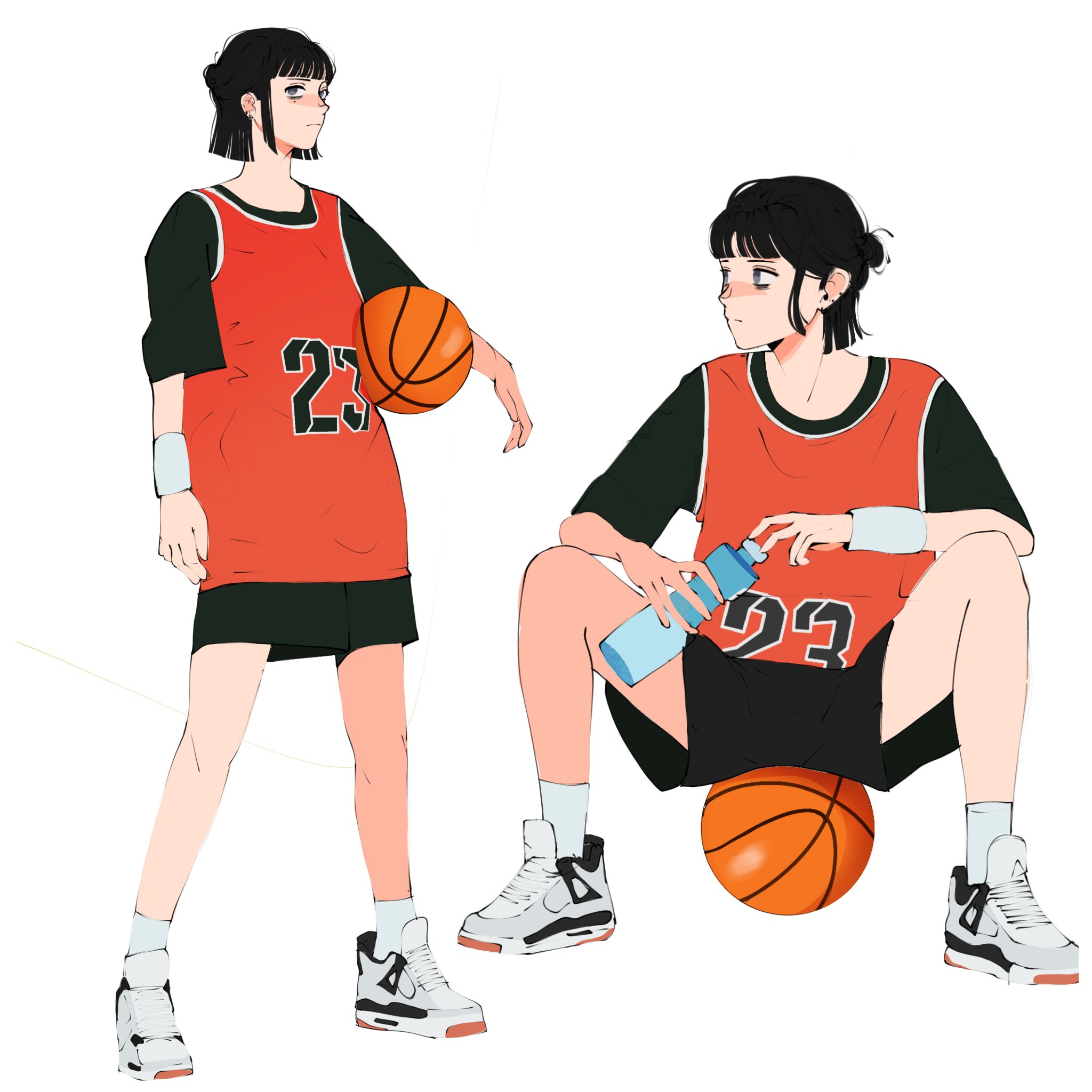 Safebooru - 1girl arm at side ball basketball (object) basketball jersey basketball uniform ...
