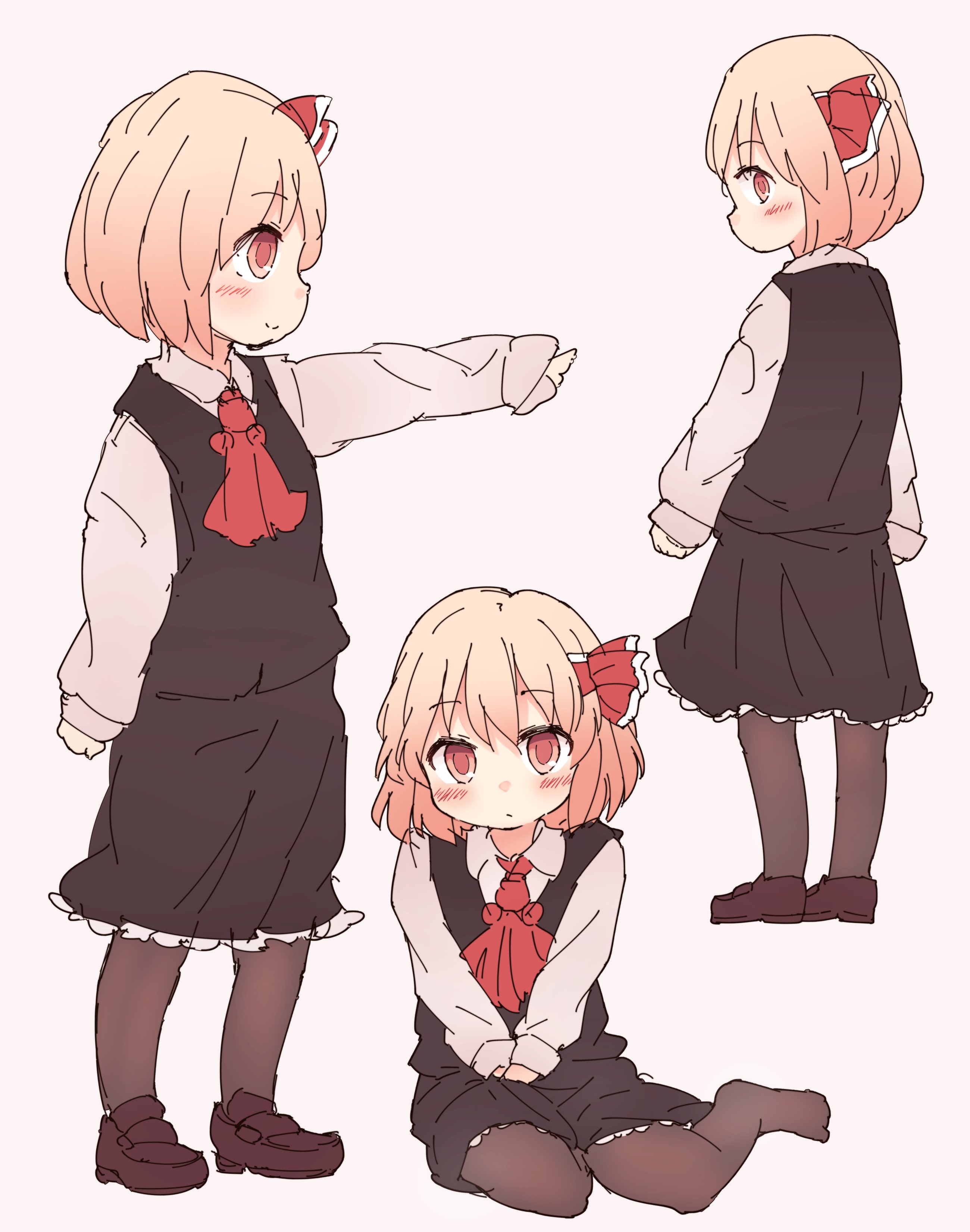 Safebooru - 1girl absurdres ascot bangs black footwear black legwear black skirt black vest ...