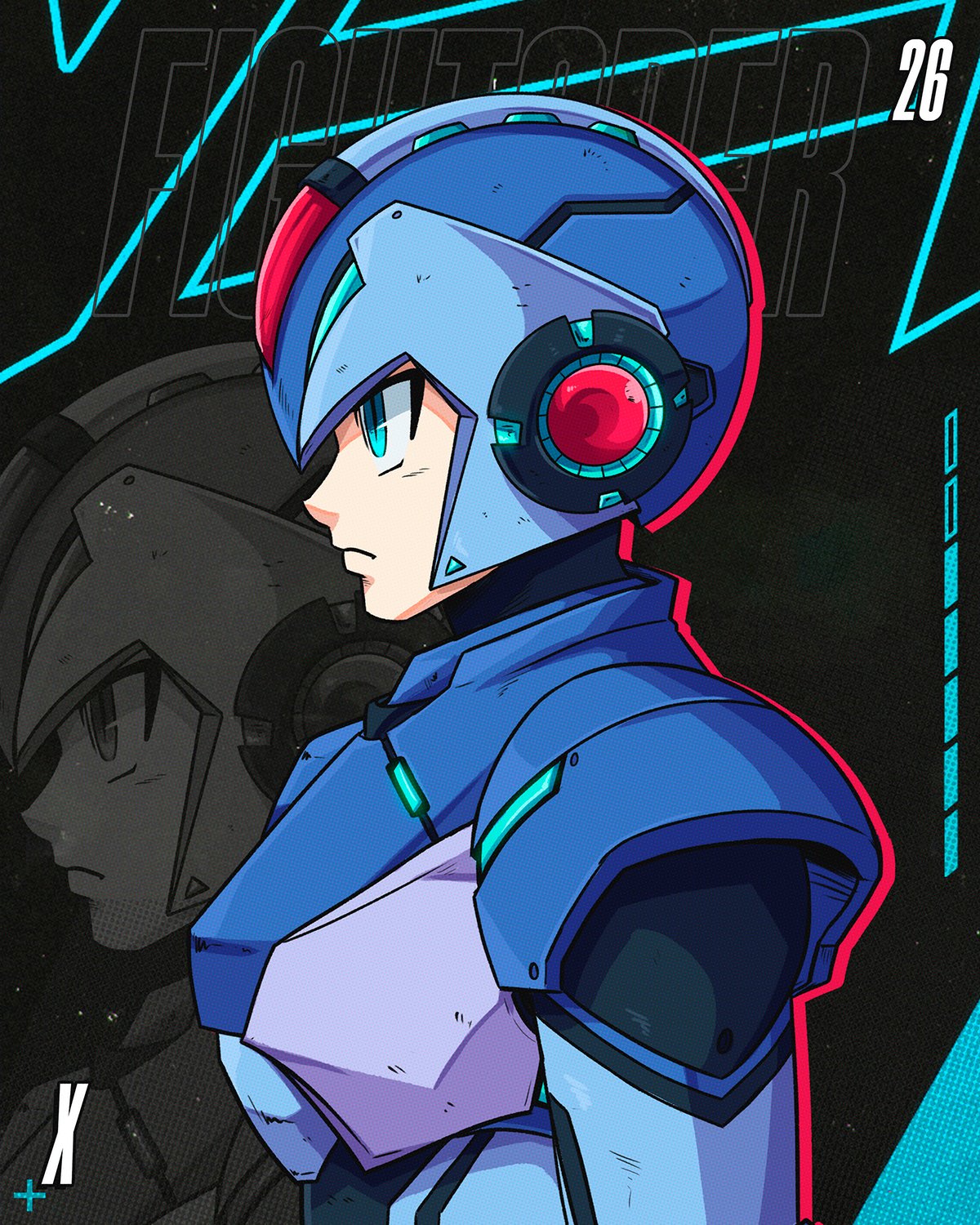 Safebooru - 1boy armor black background blue armor blue eyes blue helmet forehead jewel from ...