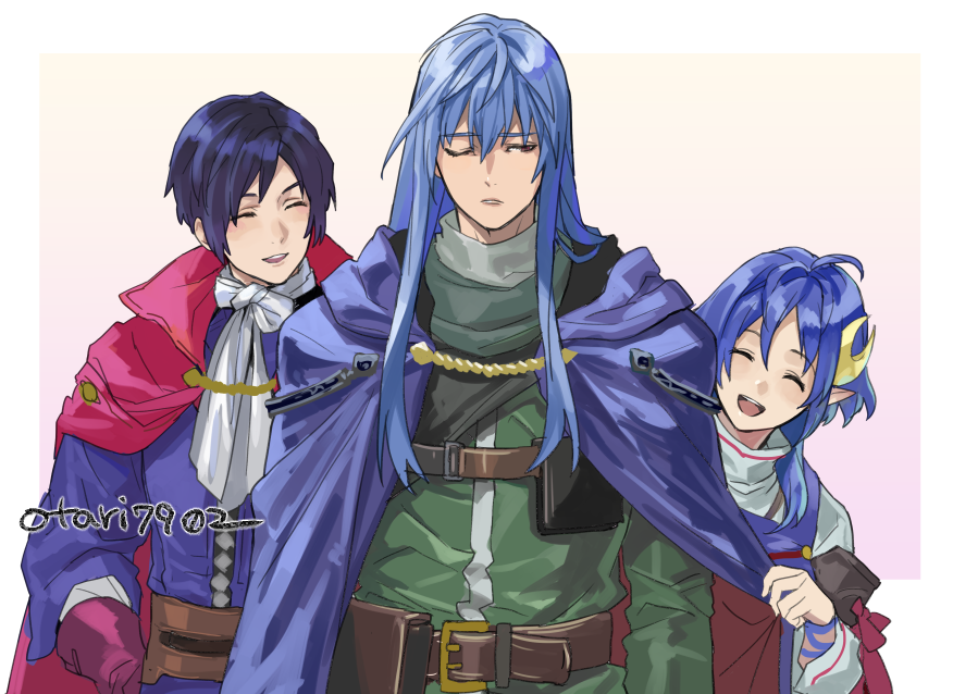 Safebooru - 1girl ahoge allen tucks belt blue hair cape crescent ...