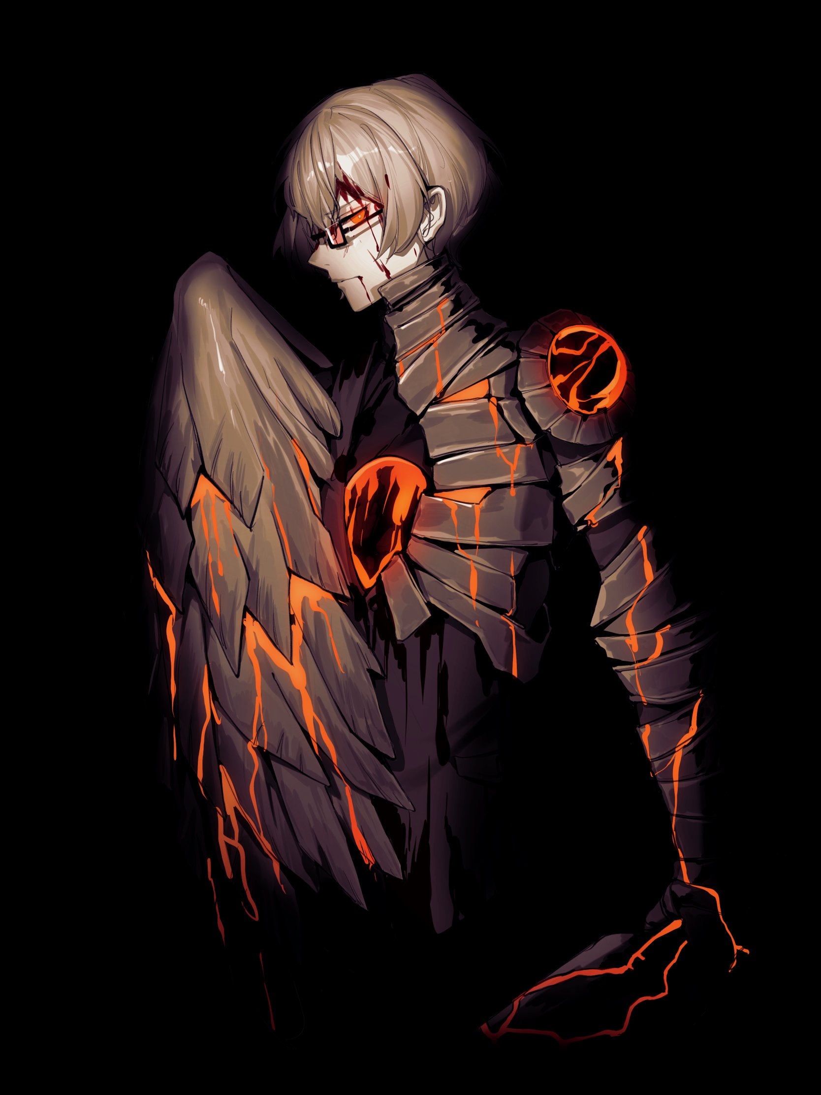 Safebooru - 1boy arthas black background black sweater blood blood on ...